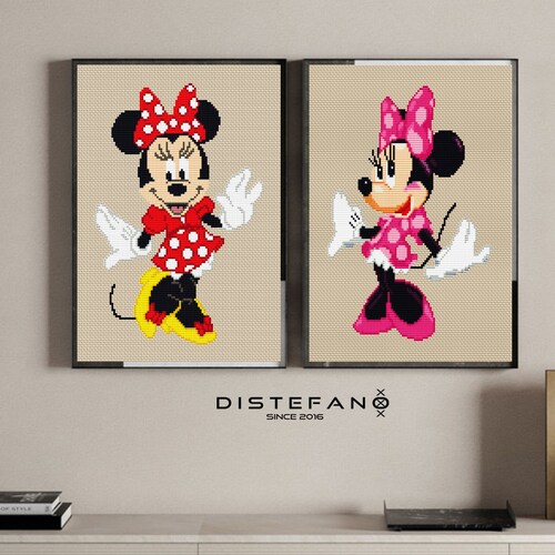 MINNIE MOUSE Cross Stitch Pattern PDF Embroidery Chart Cute - Etsy UK
