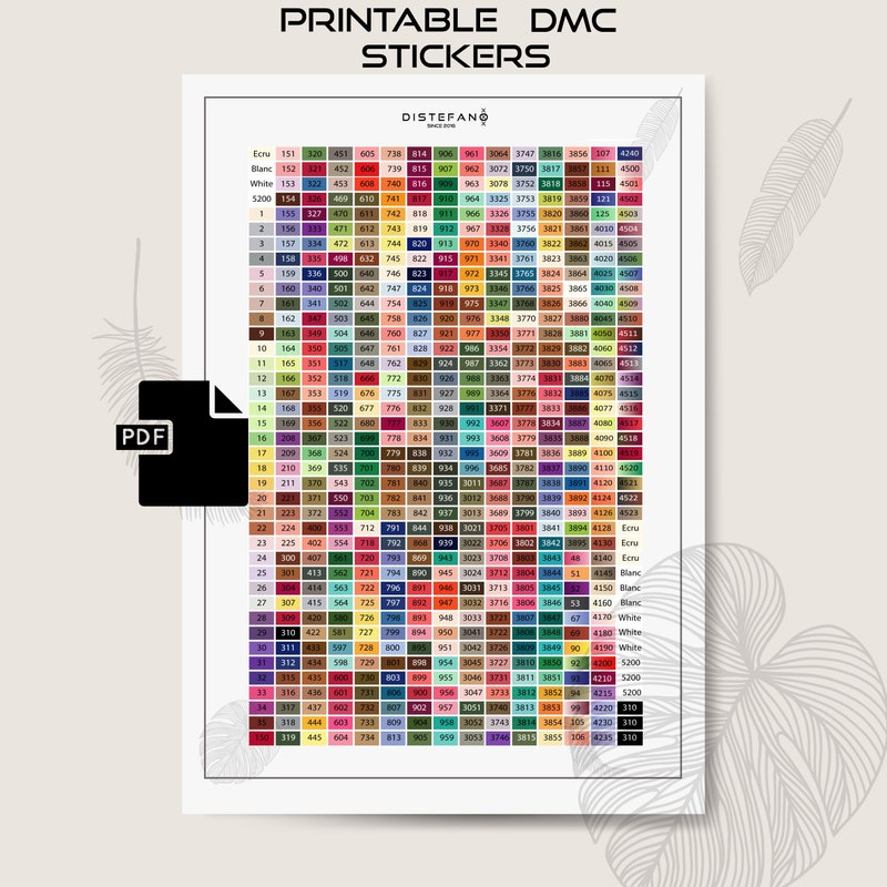 Dmc Floss Color Chart - Etsy