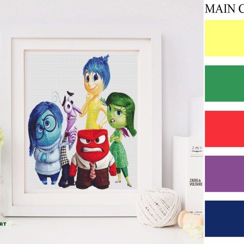 INSIDE OUT Cross Stitch Pattern PDF Embroidery Joy Sadness | Etsy