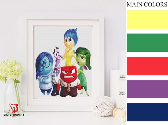 INSIDE OUT Cross Stitch Pattern PDF Embroidery Joy Sadness | Etsy