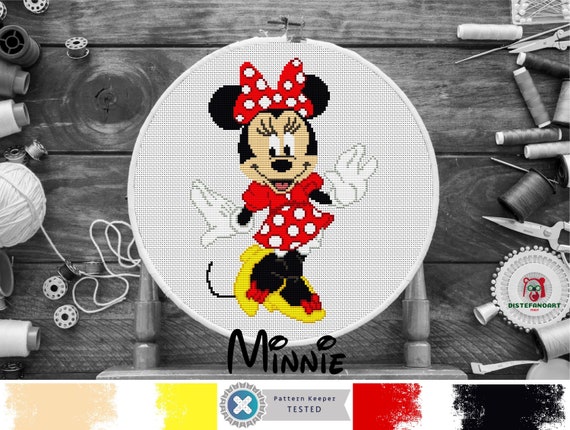 MINNIE MOUSE in Red Cross Stitch Pattern PDF Embroidery Chart - Etsy