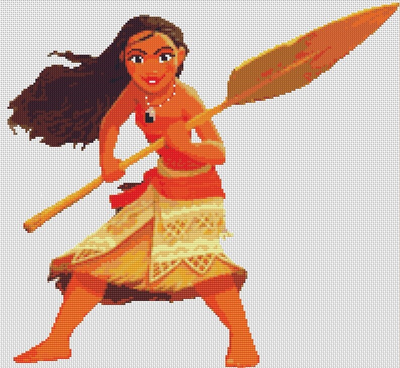 MOANA Cross Stitch Pattern PDF, Embroidery Wall Decor, Maui Vaiana Girl ...