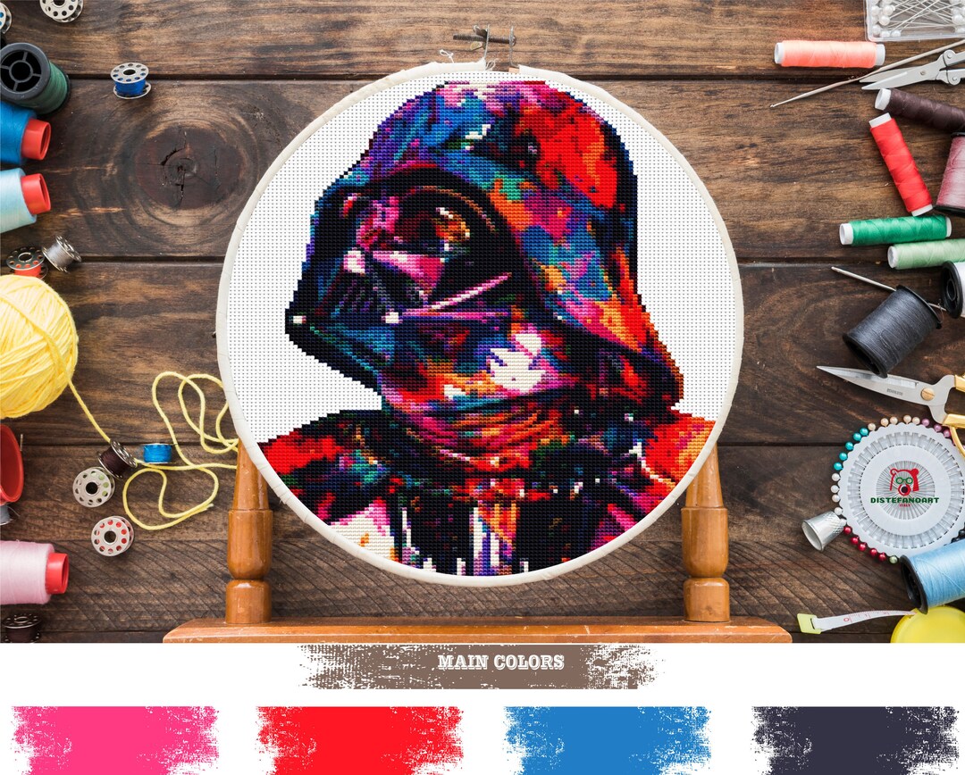 DARTH VADER Star Wars Cross Stitch Pattern PDF, Modern Space Darth ...