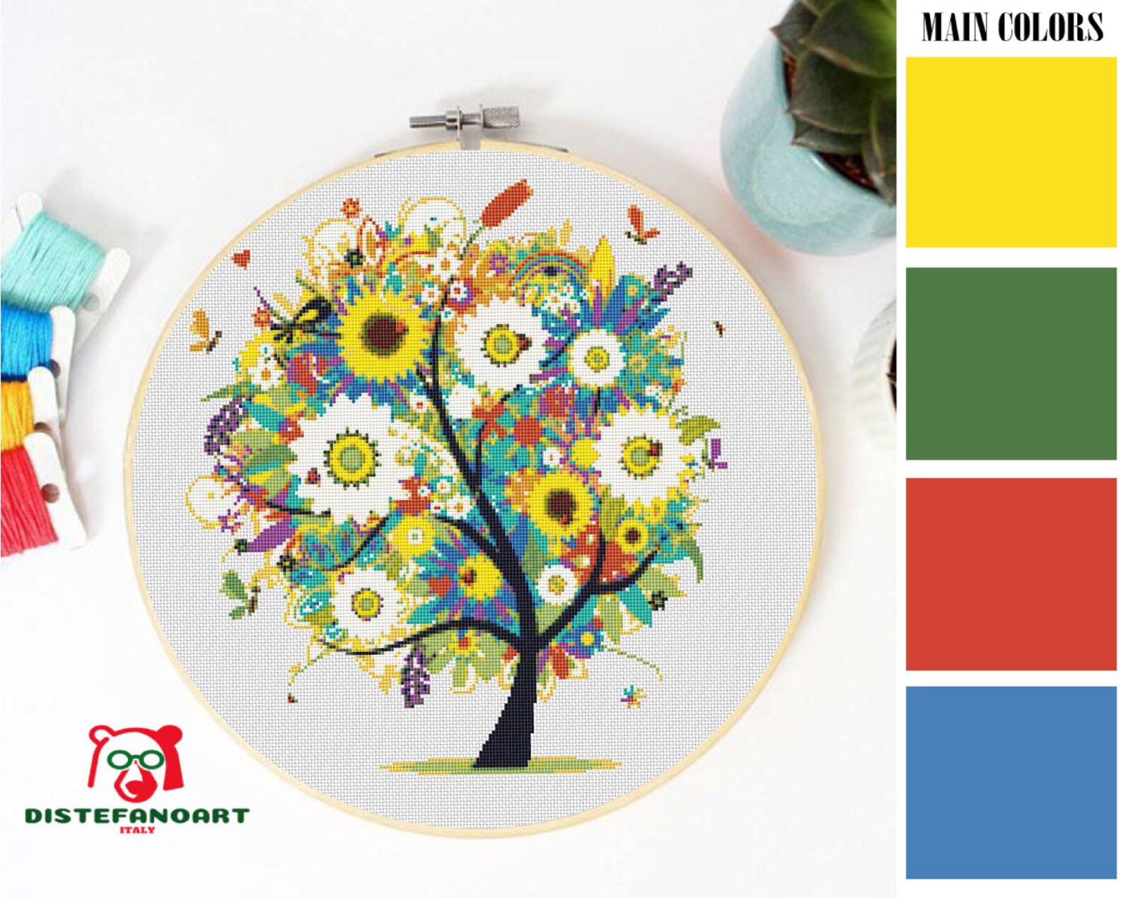 TREE Cross Stitch Pattern PDF 6 Pcs Set Four Seasons Tree | Etsy