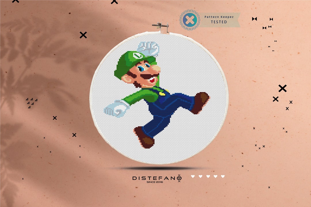 LUIGI Cross Stitch Pattern PDF, Embroidery Chart, Cute Nursery Wall ...