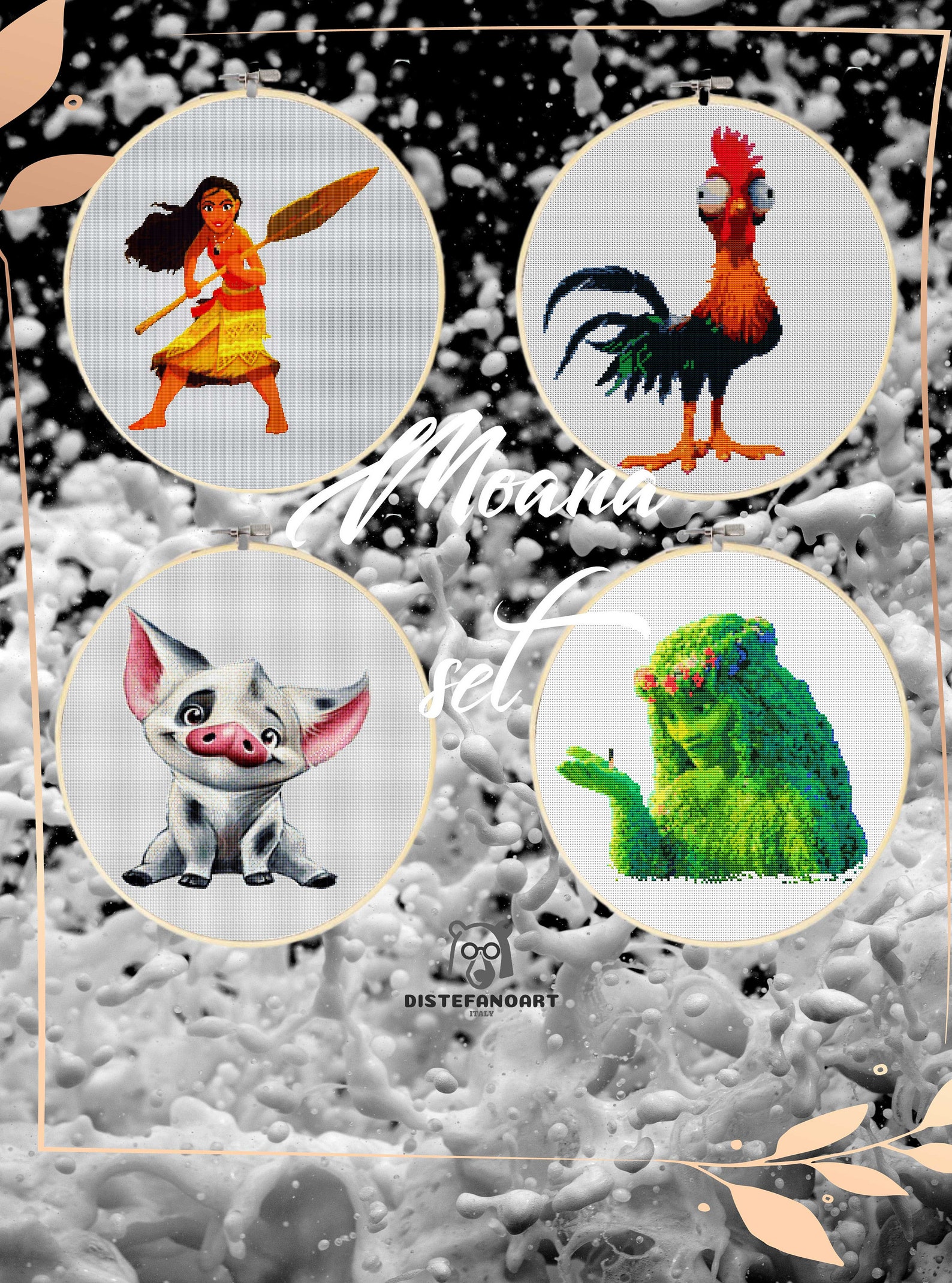 Moana Set Cross Stitch Pattern PDF Pua Chicken Heihei Te | Etsy