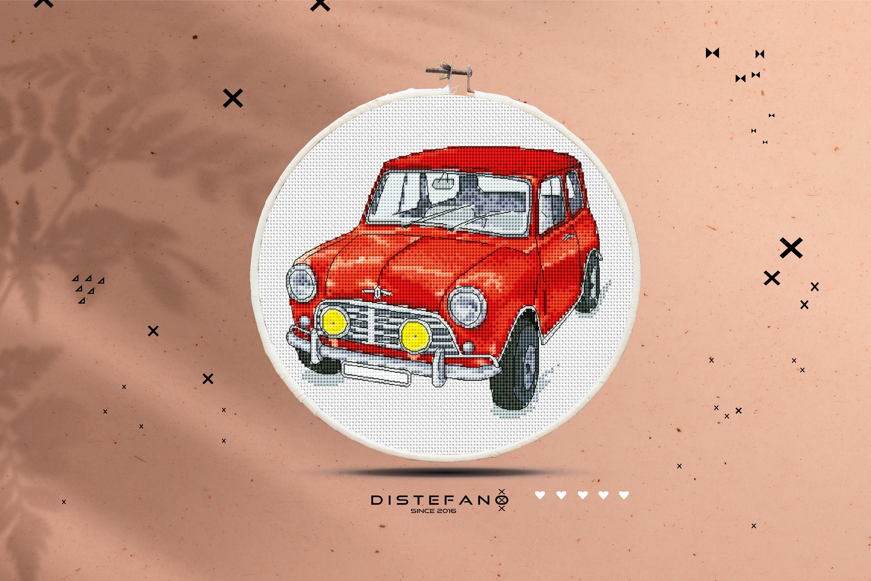 MINI COOPER Morris Cross Stitch Pattern PDF Red Car Counted - Etsy