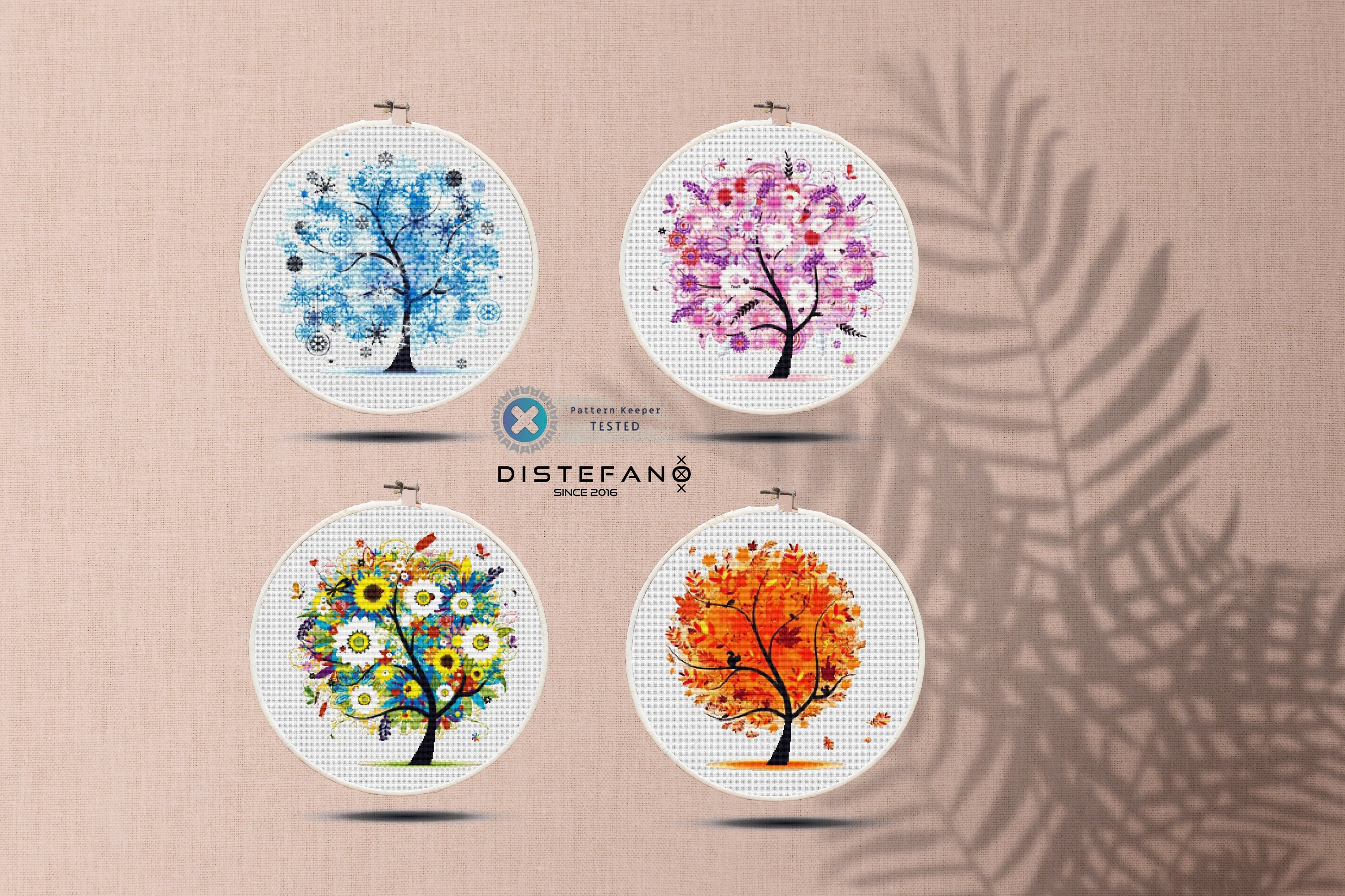 TREE Cross Stitch Pattern PDF Set, Four Seasons Tree Bundle, Winter ...