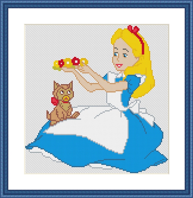ALICE in WONDERLAND Cross Stitch Pattern PDF Embroidery - Etsy