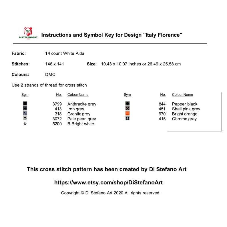 ITALY FLORENCE Cross Stitch Pattern PDF Modern Embroidery | Etsy