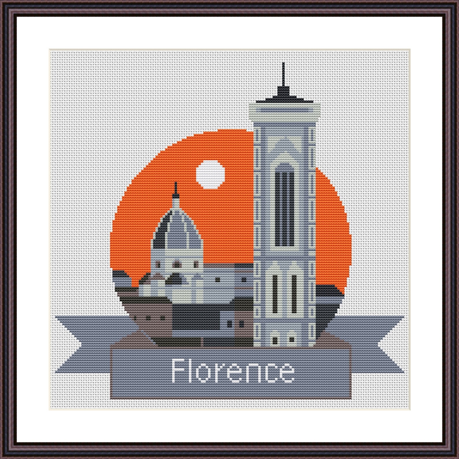 ITALY FLORENCE Cross Stitch Pattern PDF Modern Embroidery | Etsy