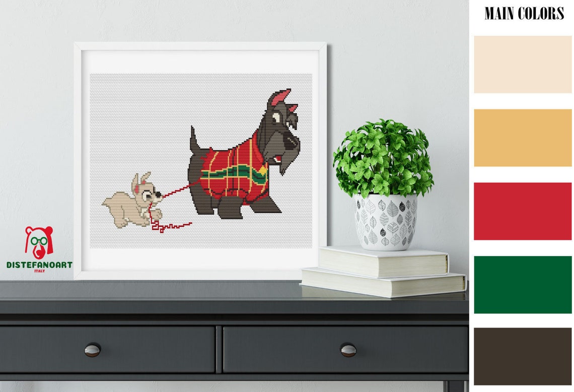 JOCK SCOTTIE Dog and Puppy Cross Stitch Pattern PDF Cute - Etsy