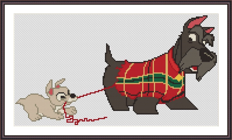 JOCK SCOTTIE Dog and Puppy Cross Stitch Pattern PDF Cute Nursery Decor ...