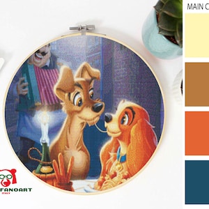 LADY and the TRAMP Cross Stitch Pattern PDF, Embroidery Chart, Cute ...