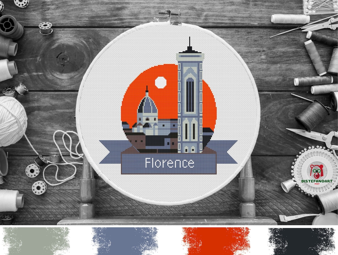 ITALY FLORENCE Cross Stitch Pattern PDF, Modern Embroidery Chart Italy ...