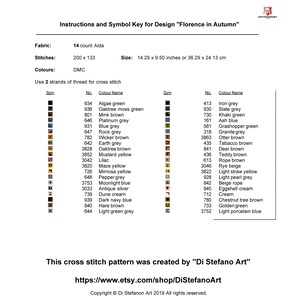 FLORENCE in Autumn Cross Stitch Pattern PDF, Modern Embroidery Chart ...