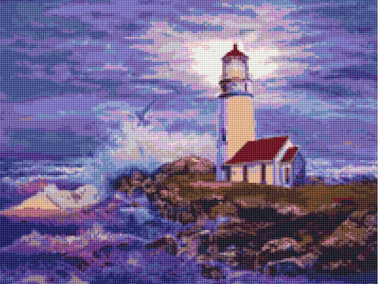 ROCK With Lighthouse Cross Stitch Pattern PDF, Embroidery Chart Wall ...