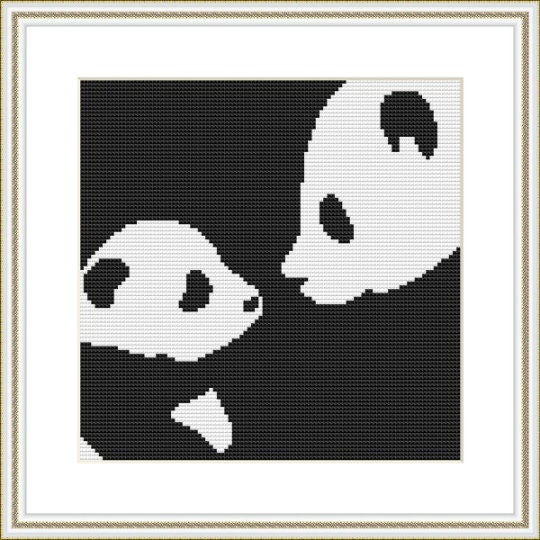 PANDA Cross Stitch Pattern PDF Embroidery Chart Cute Nursery | Etsy