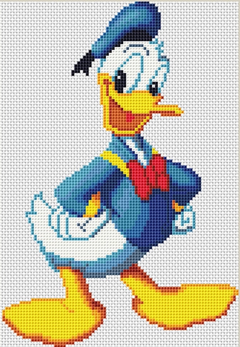 DONALD DUCK Cross Stitch Pattern PDF Embroidery Chart Cute | Etsy