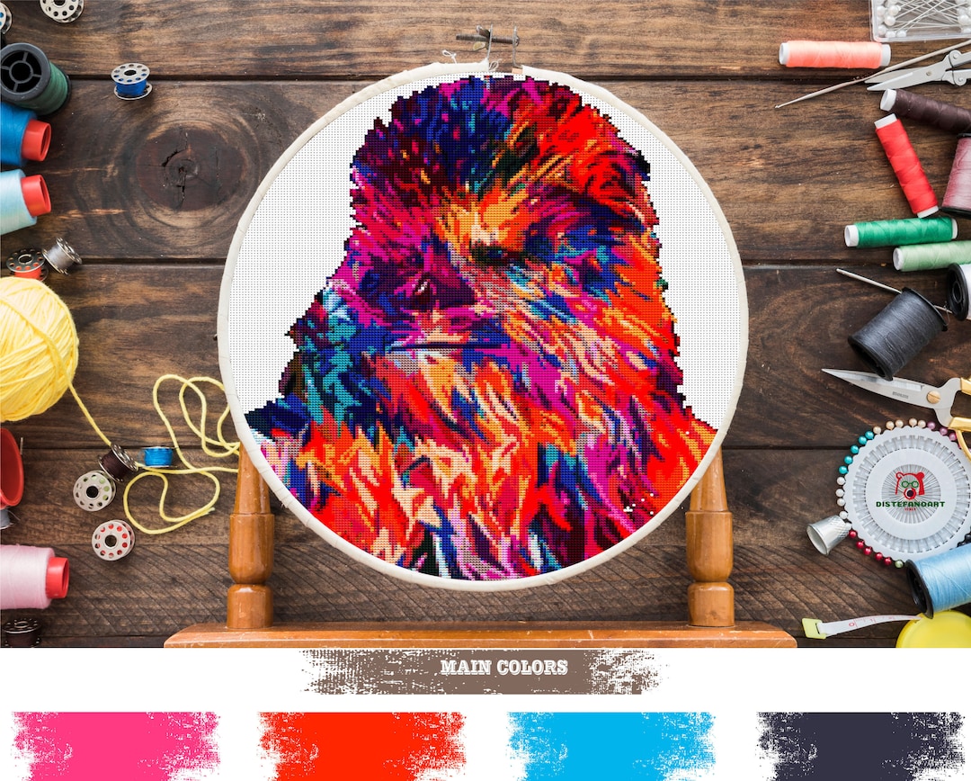 CHEWBACCA Star Wars Cross Stitch Pattern PDF, Modern Space Darth Vader ...