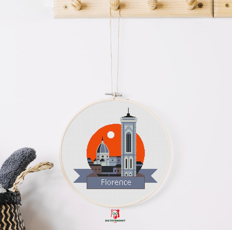 ITALY FLORENCE Cross Stitch Pattern PDF Modern Embroidery | Etsy