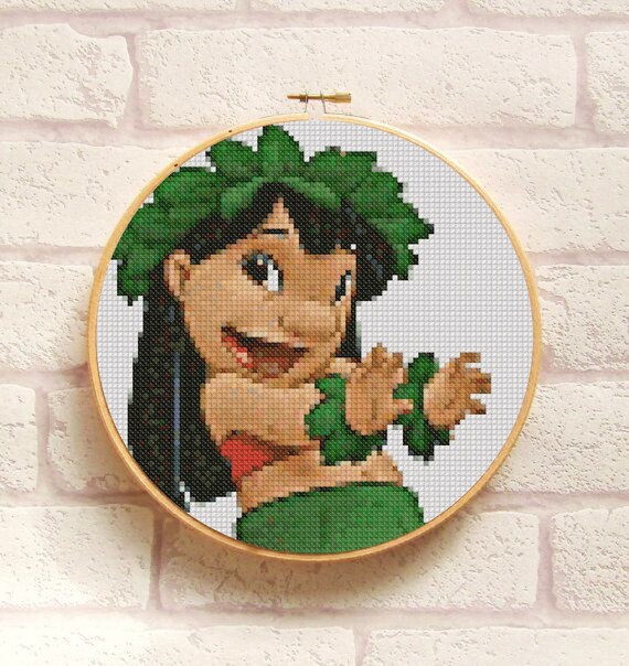 LILO Hawaiian Girl Cross Stitch Pattern PDF Embroidery Chart | Etsy