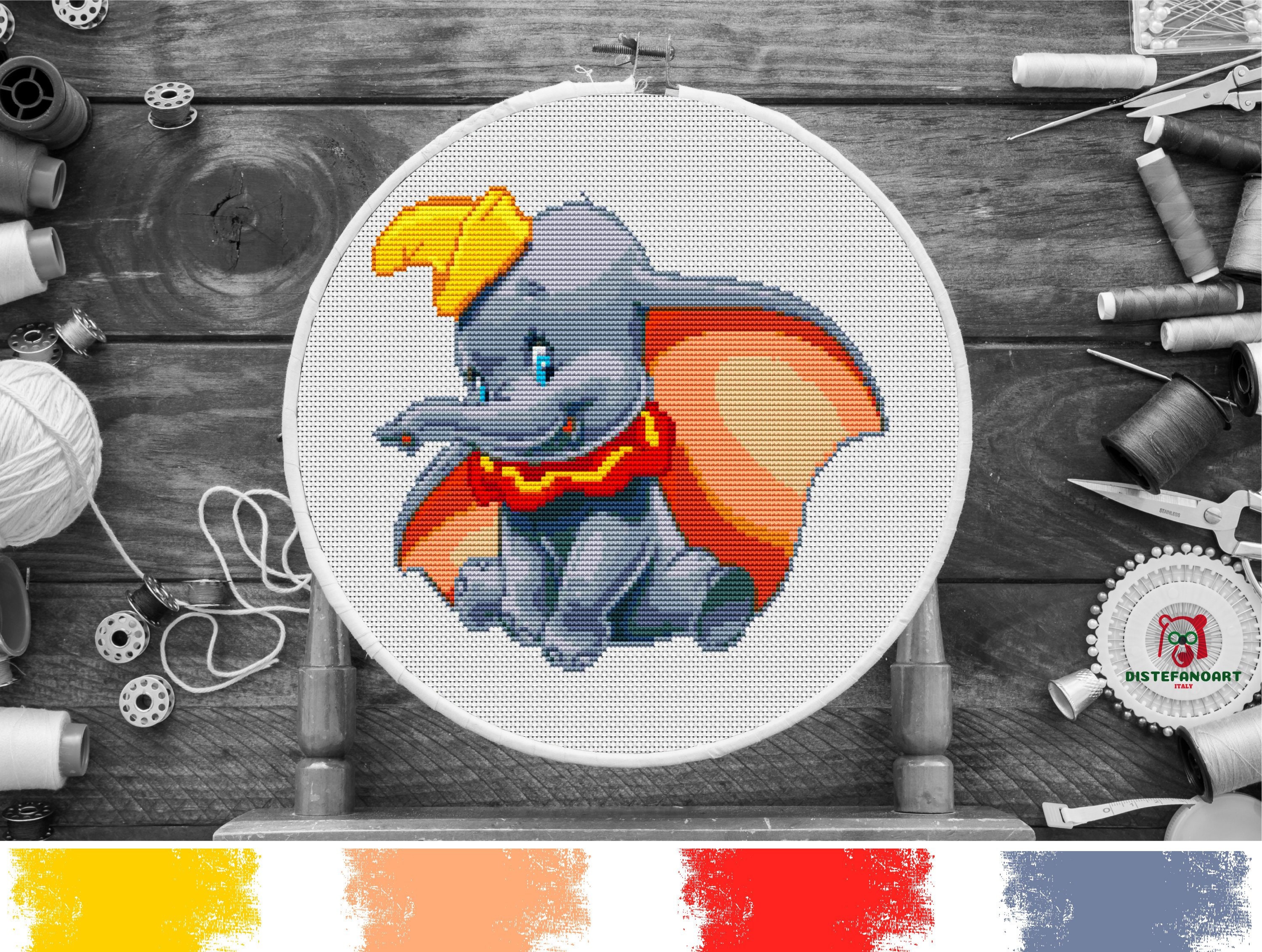 DUMBO JUMBO Cross Stitch Pattern PDF Embroidery Cute Wall | Etsy