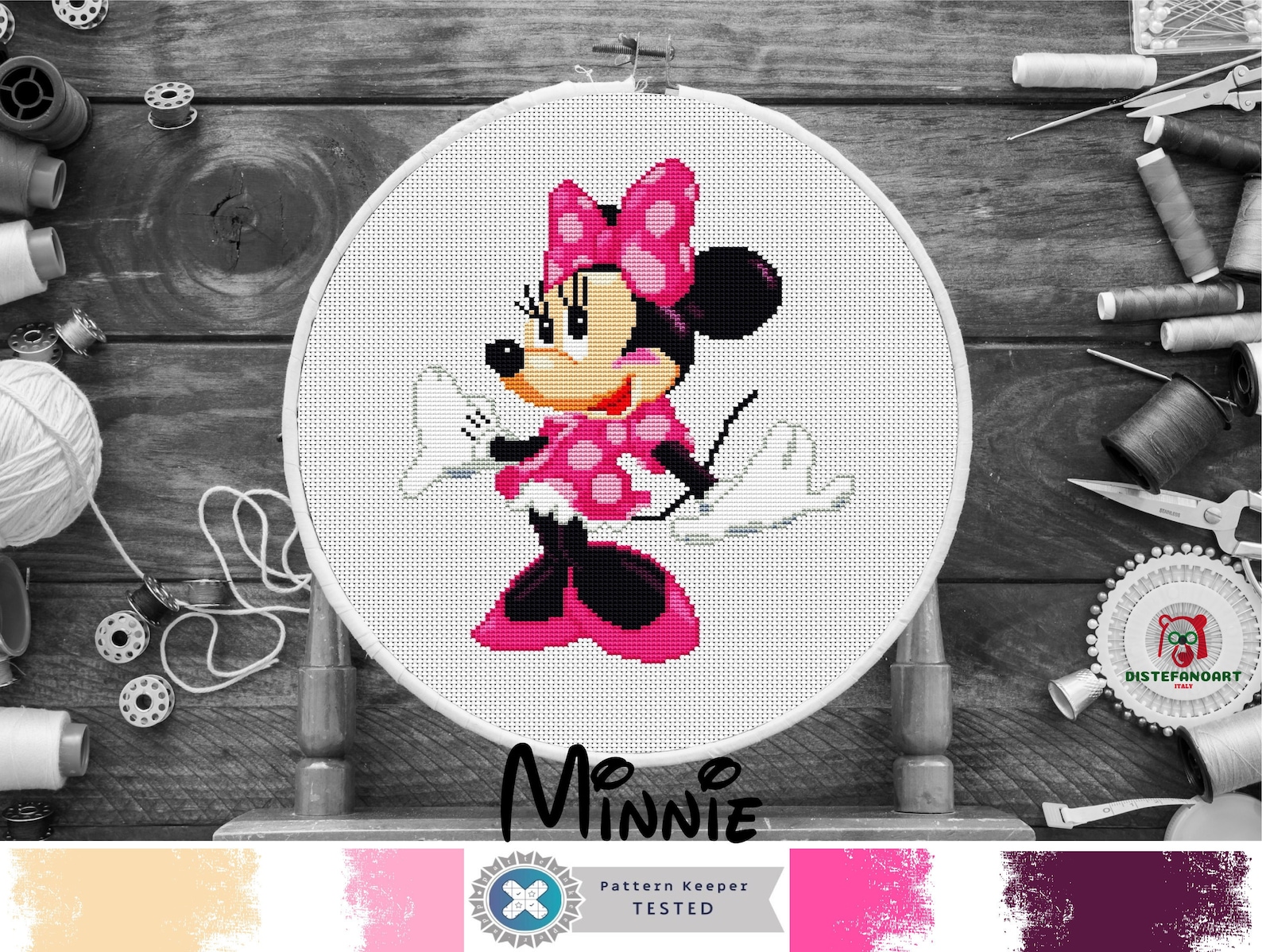 MINNIE MOUSE Cross Stitch Pattern PDF Embroidery Chart Cute - Etsy