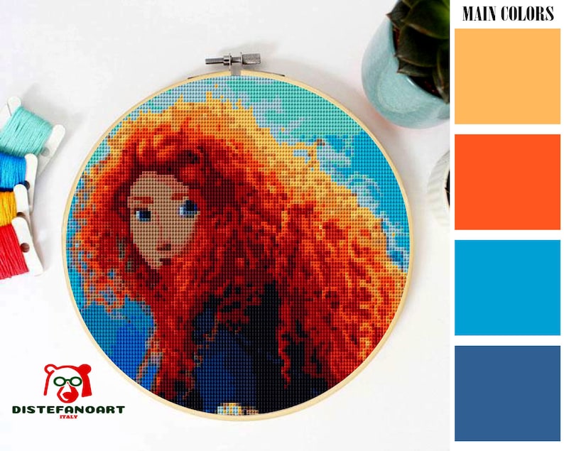 Princess MERIDA BRAVE Cross Stitch Pattern PDF Embroidery - Etsy