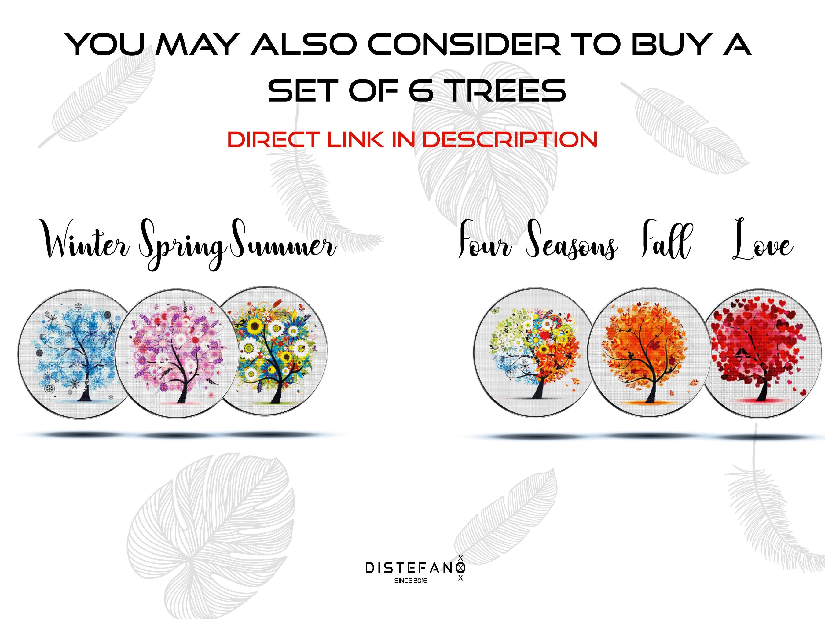 TREE Cross Stitch Pattern PDF Set, Four Seasons Tree Bundle, Winter ...
