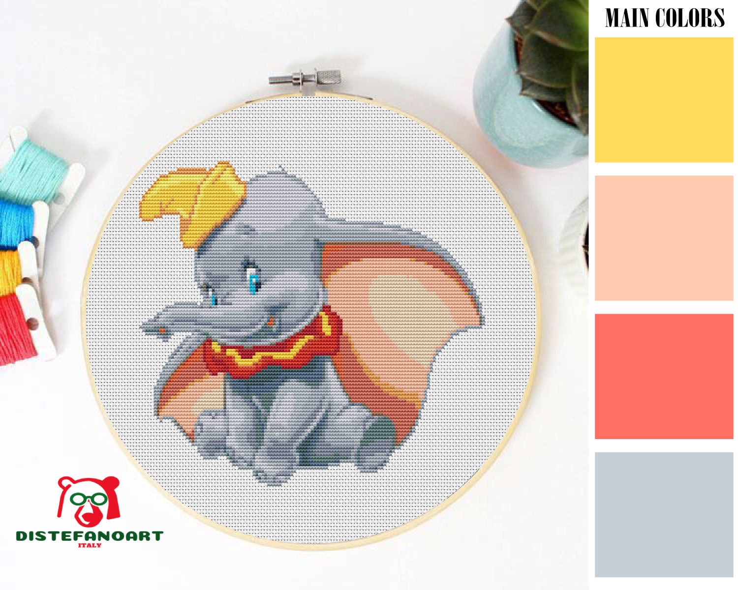 DUMBO JUMBO Cross Stitch Pattern PDF Embroidery Cute Wall | Etsy