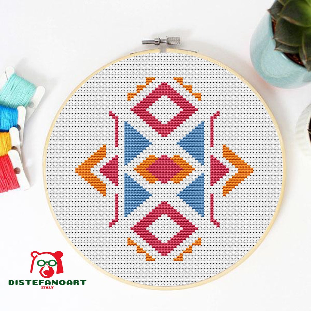 Aztec Cross Stitch Pattern 4 PDF, Tribal Boho Embroidery Decor Ethnic ...