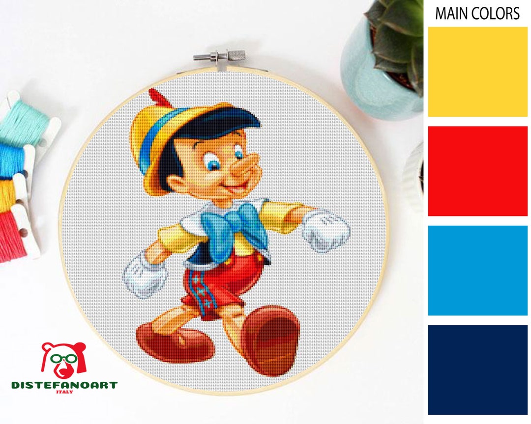 PINOCCHIO Cross Stitch Pattern PDF, Embroidery Chart, Cute Nursery ...