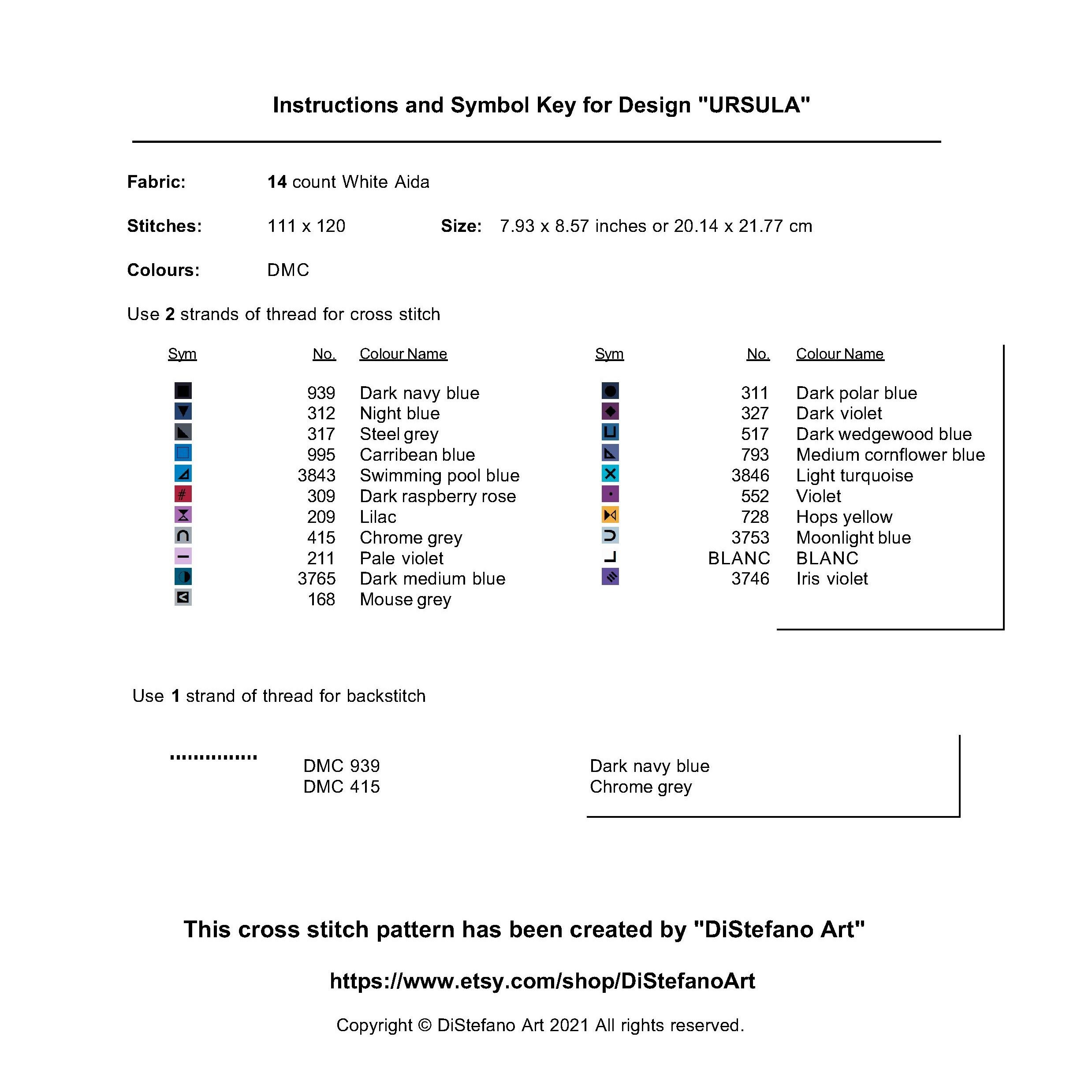 URSULA Cross Stitch Pattern PDF Embroidery Chart Nursery | Etsy