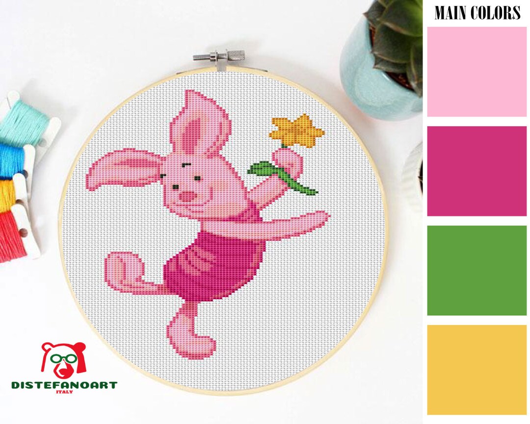 PIGLET Cross Stitch Pattern PDF, Embroidery Chart Cute Nursery Decor ...