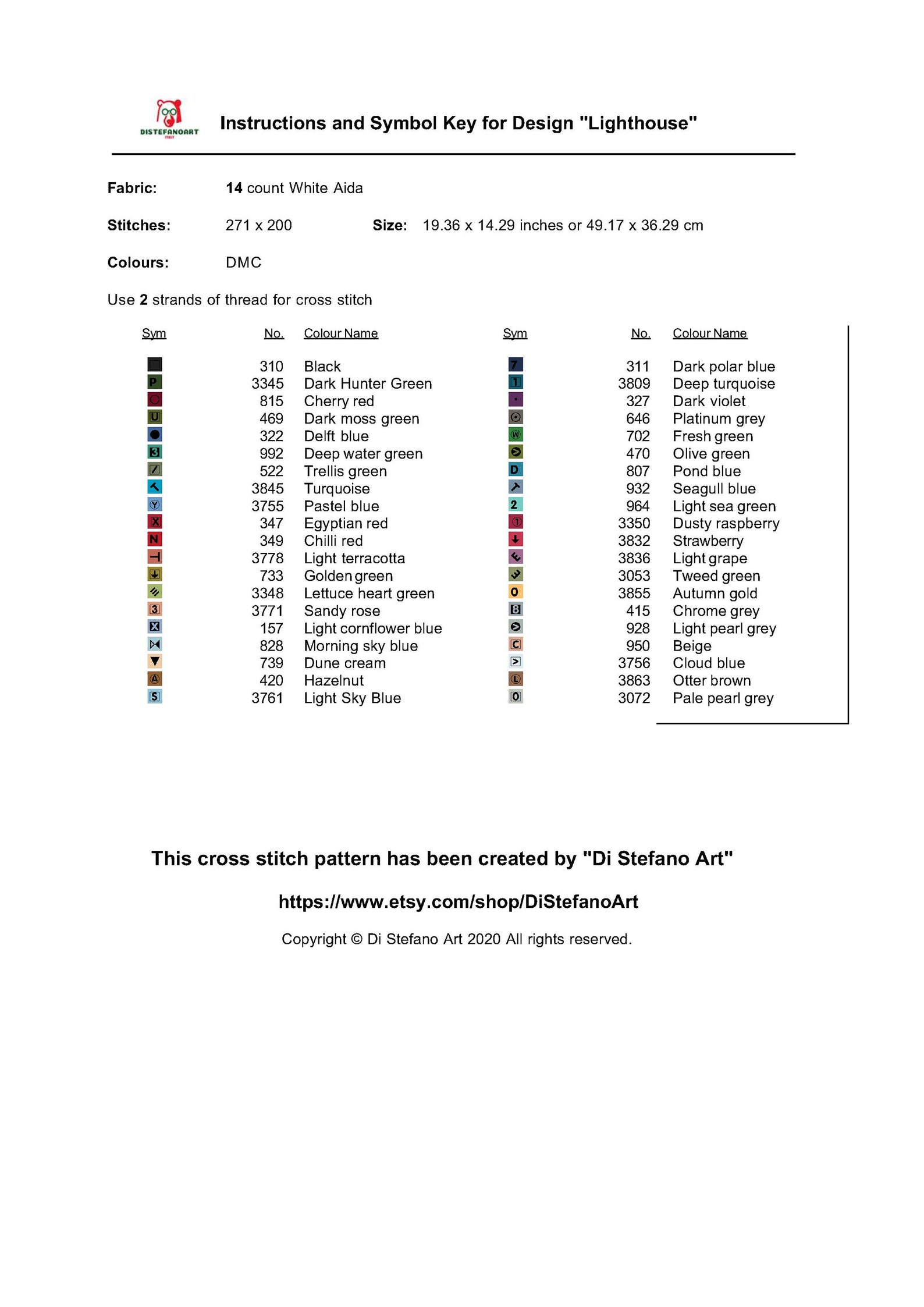 Lighthouse Cross Stitch Pattern PDF, Embroidery Chart Cute Nursery Wall ...