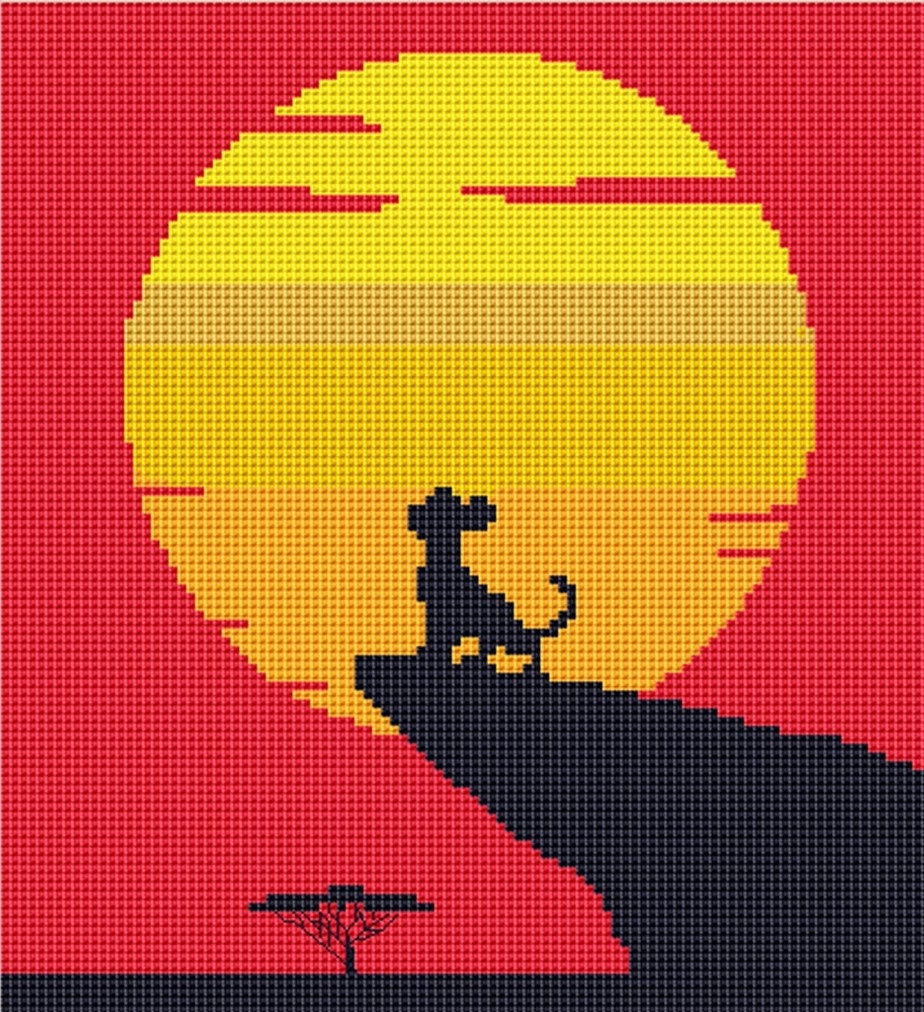 SIMBA Lion KING Easy Cross Stitch PDF Cute Embroidery Nursery - Etsy