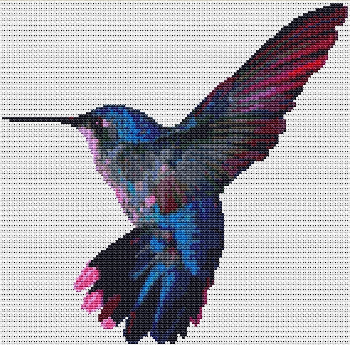 HUMMINGBIRD Cross Stitch Pattern PDF Embroidery Chart Cute | Etsy