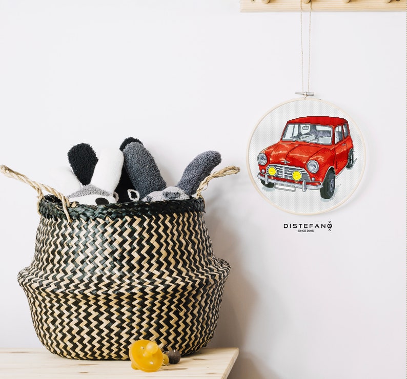 MINI COOPER Morris Cross Stitch Pattern PDF Red Car Counted - Etsy