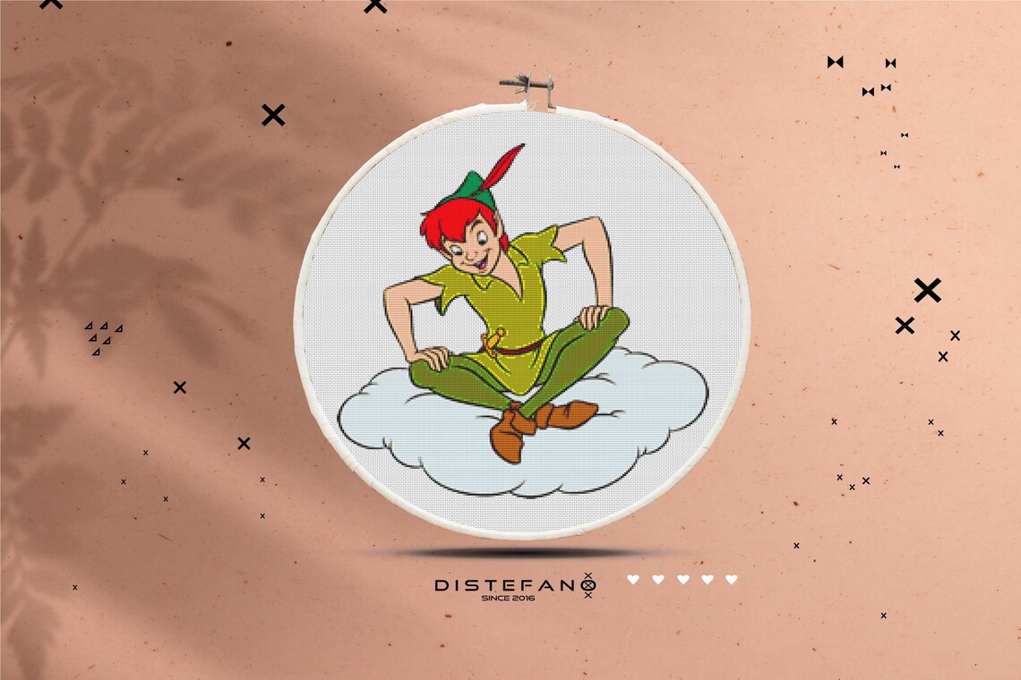 PETER PAN Cross Stitch Pattern PDF Embroidery Chart Nursery - Etsy