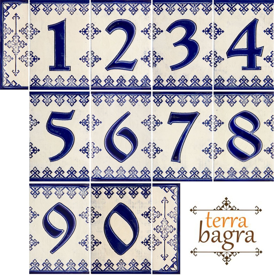 Handmade Ceramic House Number Tiles Blue Dolls - Large Size - Etsy