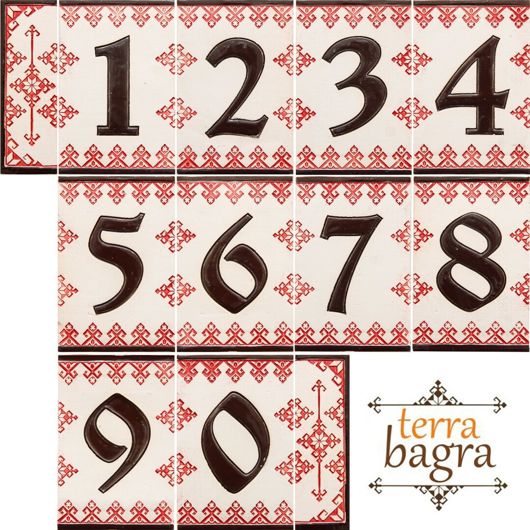 Handmade Ceramic House Number Tiles RED Dolls - Large Size - Etsy