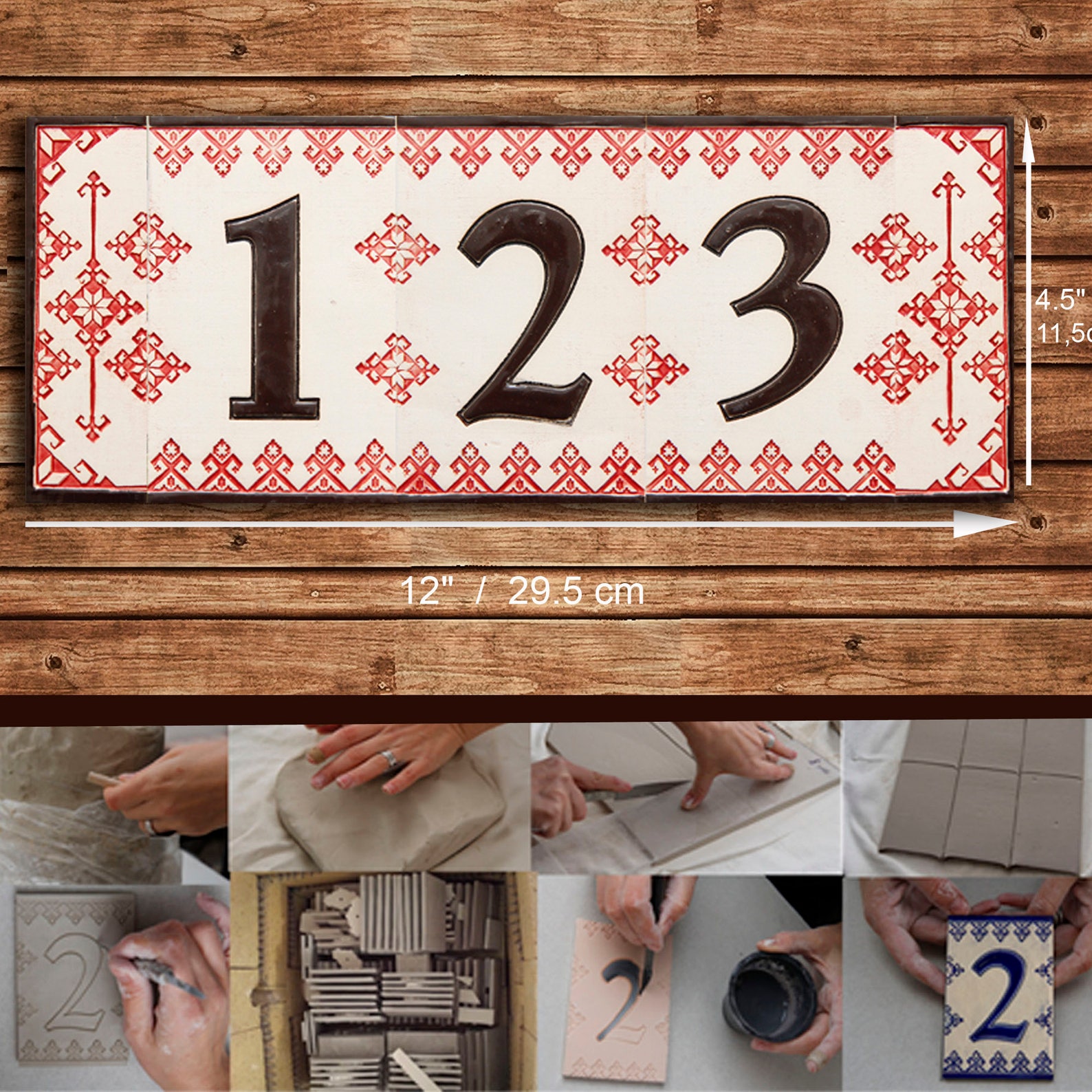 Handmade Ceramic House Number Tiles RED Dolls - Large Size - Etsy