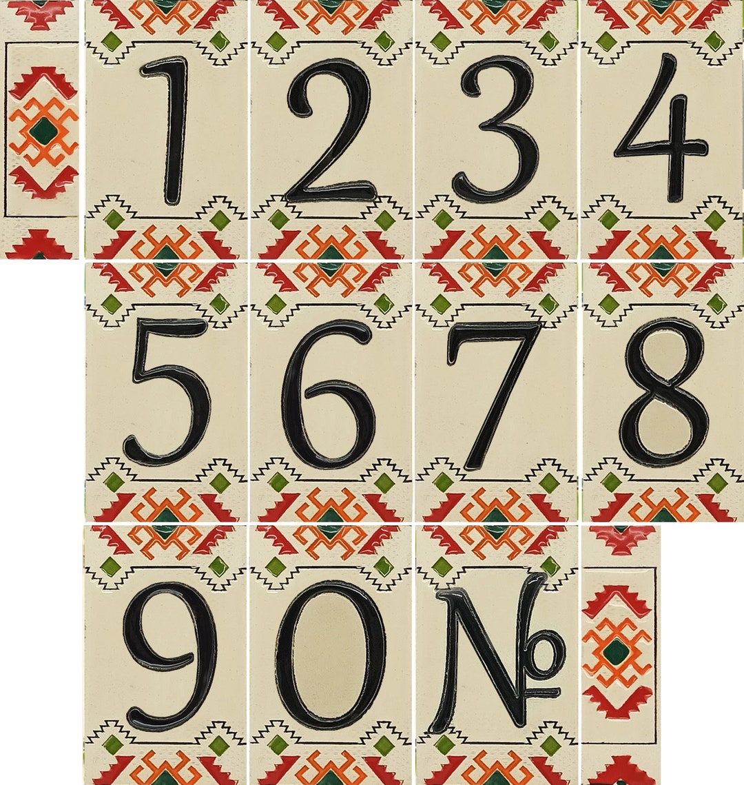 Ceramic House Number Tiles ETHNO - Small Size - Etsy