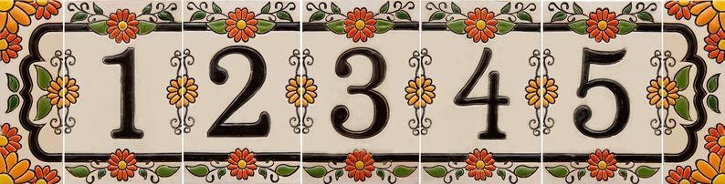 Handmade Ceramic House Number Tiles MARIGOLD Large Size | Etsy
