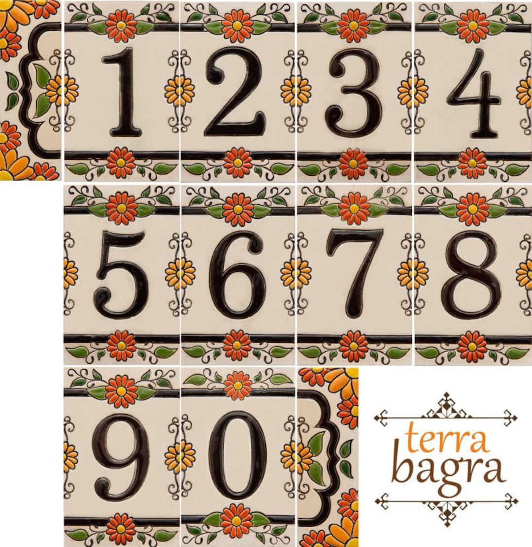 Handmade Ceramic House Number Tiles MARIGOLD - Large Size - Etsy