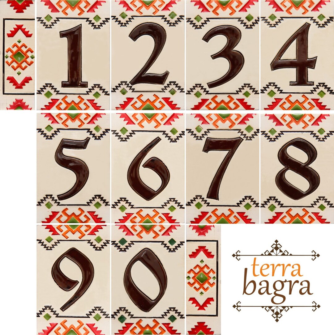 Handmade Ceramic House Number Tiles "ethno" - Etsy