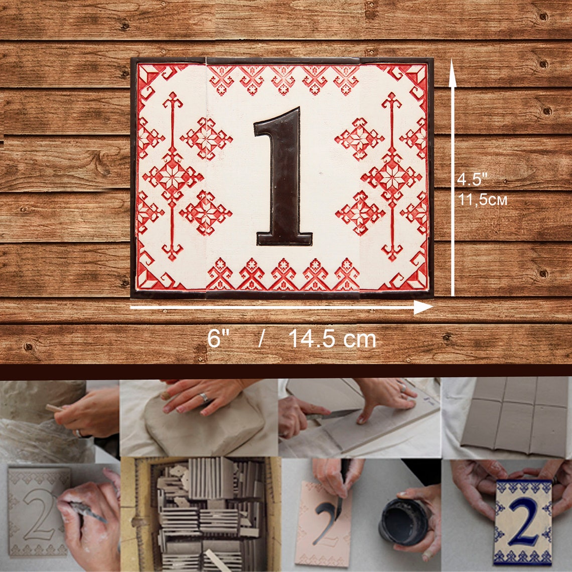 Handmade Ceramic House Number Tiles RED Dolls - Large Size - Etsy