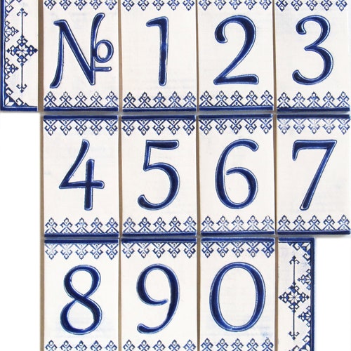 Handmade Ceramic House Number Tiles Blue Dolls Large Size - Etsy