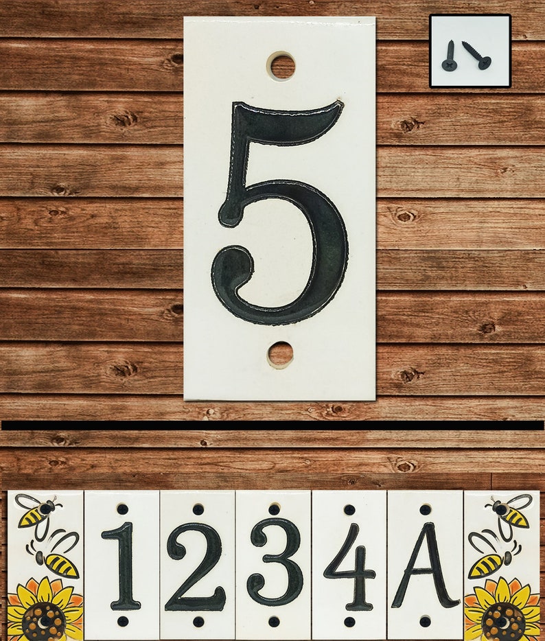 House Number Tiles With Holes for Wooden Doors With Colibri - Etsy